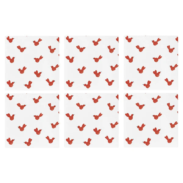 Papersoft Napkins Red Bird Cocktail Napkins (Pack of 20) - Set of 6 ...